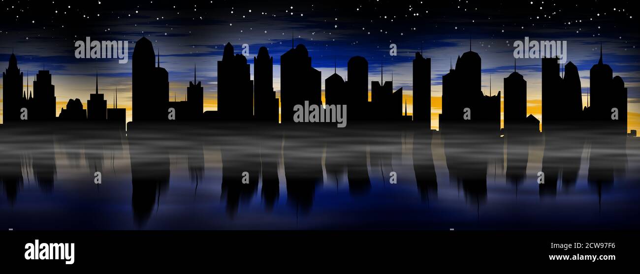 City Night Sky With Clouds