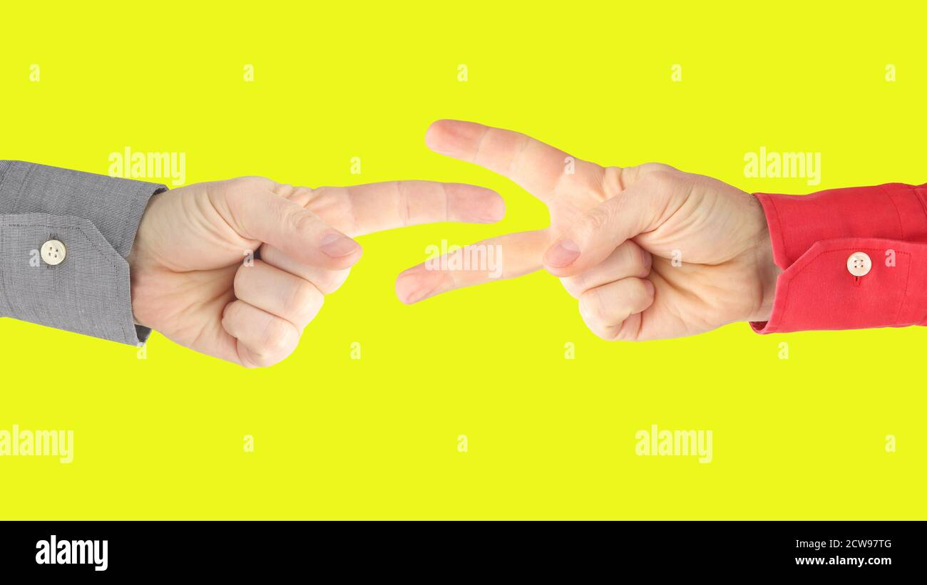 Showing the signs of the fingers to express emotions. Sign language ...