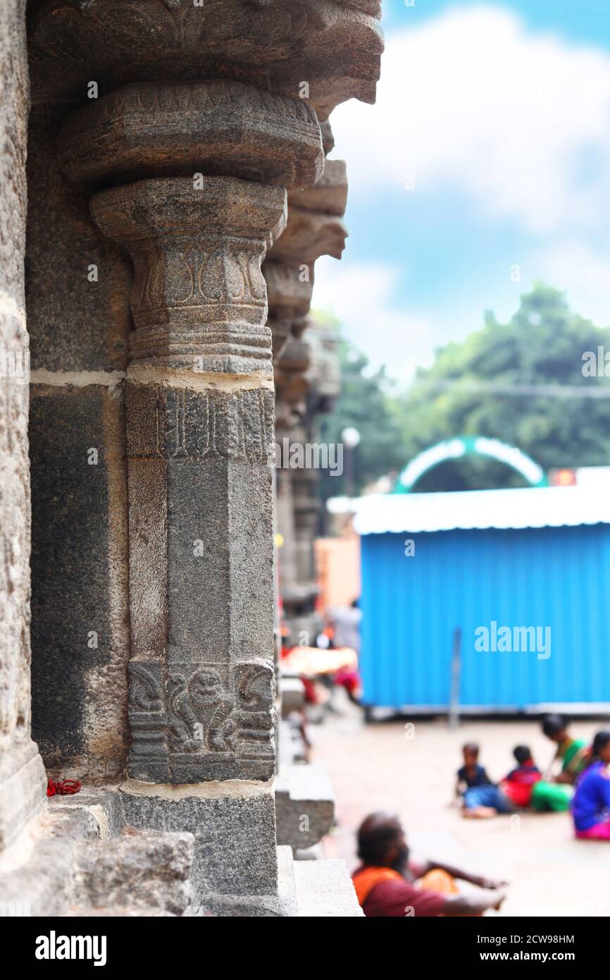 Carving on the walls of an ancient temple. Great South Indian ...