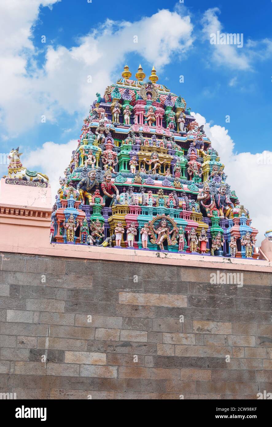 Idols of Hindu God in a Hindu temple with amazing blue sky backgrounds ...