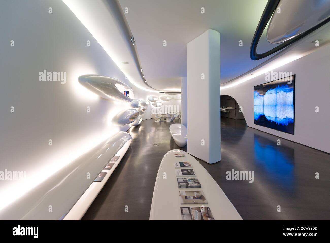 Zaha Hadid designed showroom interior, London, United Kingdom Stock ...