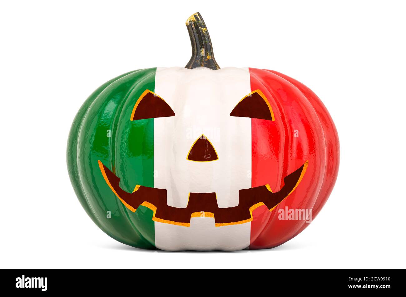 Halloween in Italy concept. Evil carved pumpkin with Italian flag, 3D ...