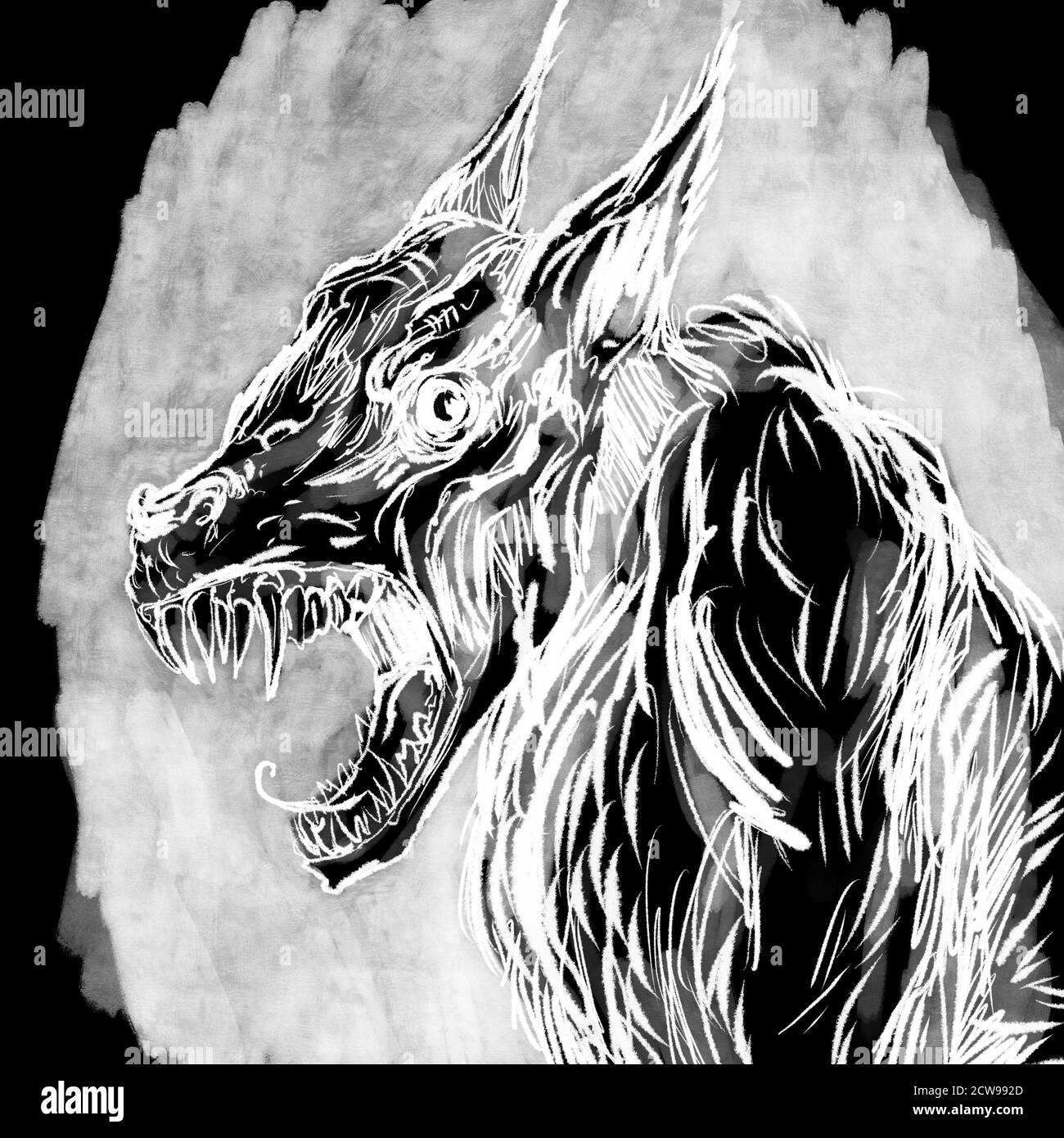 illustration of a werewolf Stock Photo - Alamy