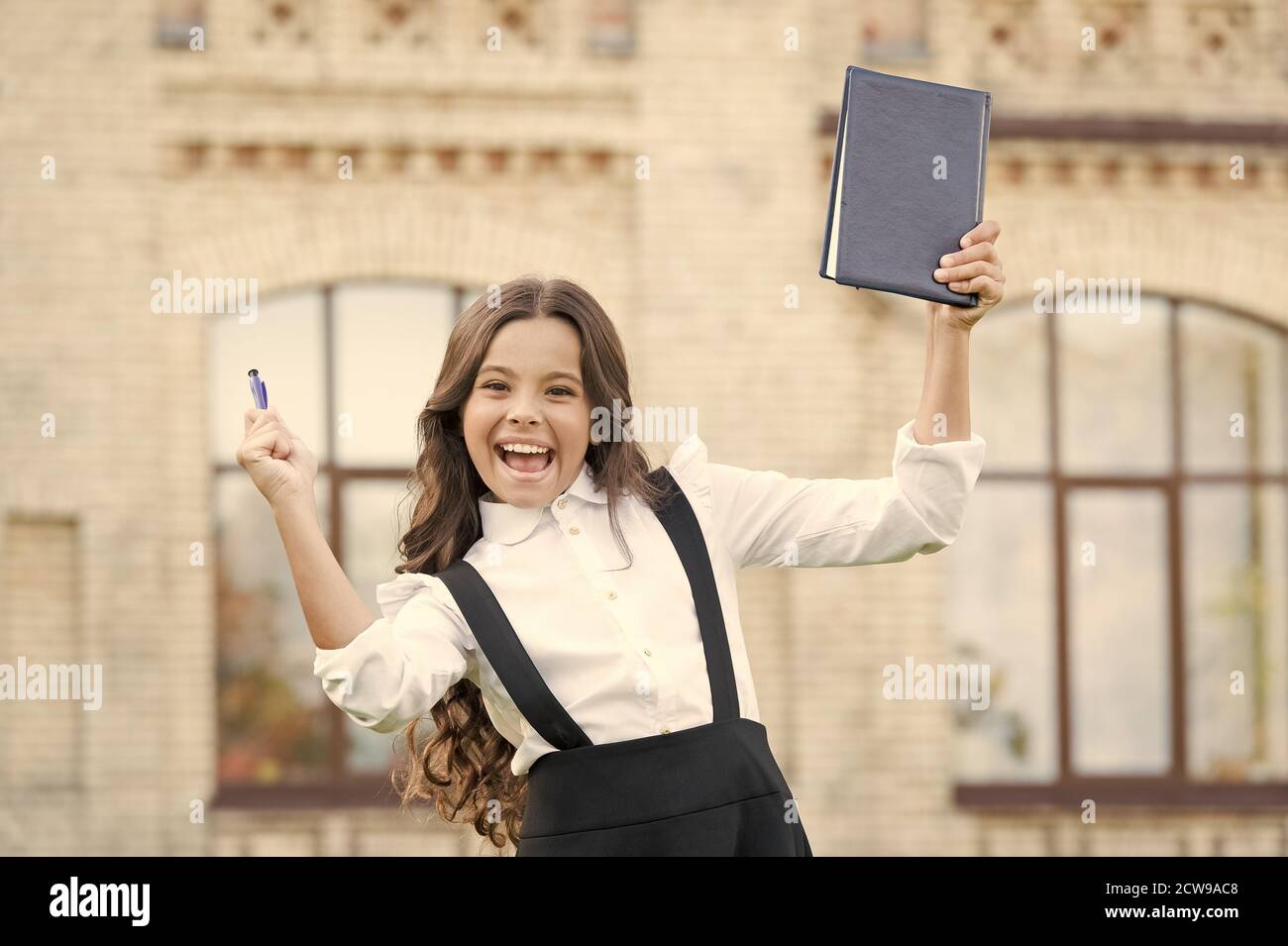 Pass test successfully. Little girl school student. School education ...