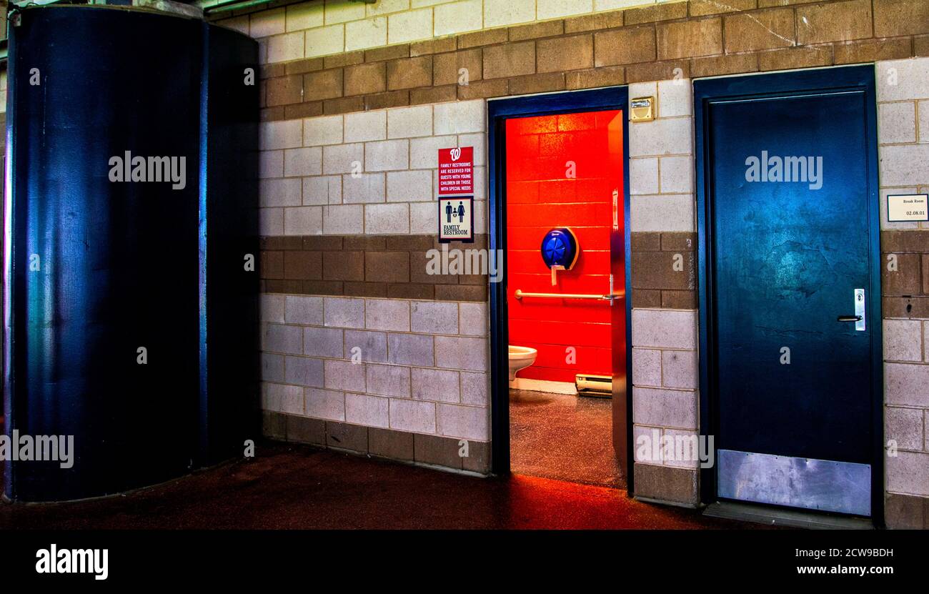 The family restroom in a closed to fans baseball stadium Stock Photo ...