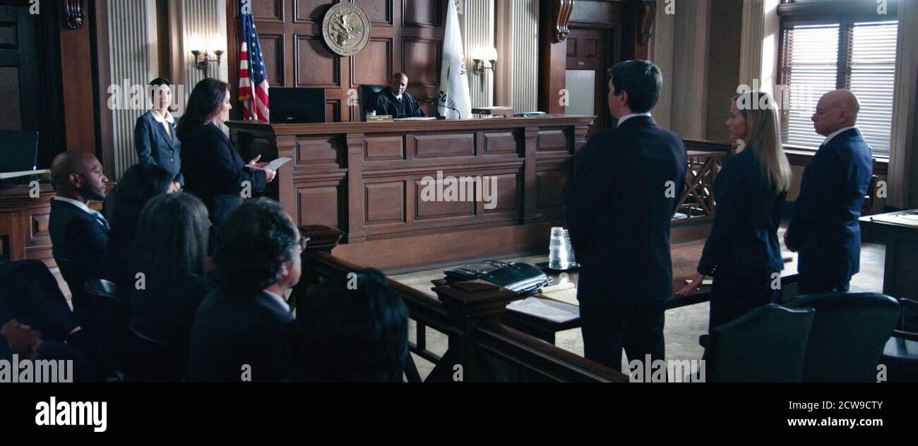 FOSTER BOY, Louis Gossett Jr (judge), Julie Benz (2nd from right), Evan ...