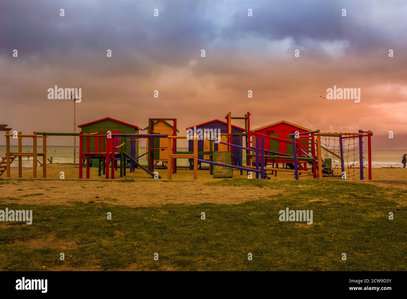 colorful changing rooms in St James beach Muizenberg Cape Town south ...