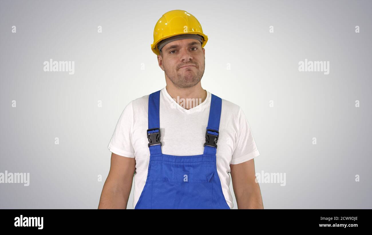 Construction worker unhappy about the result of the work Being d Stock ...