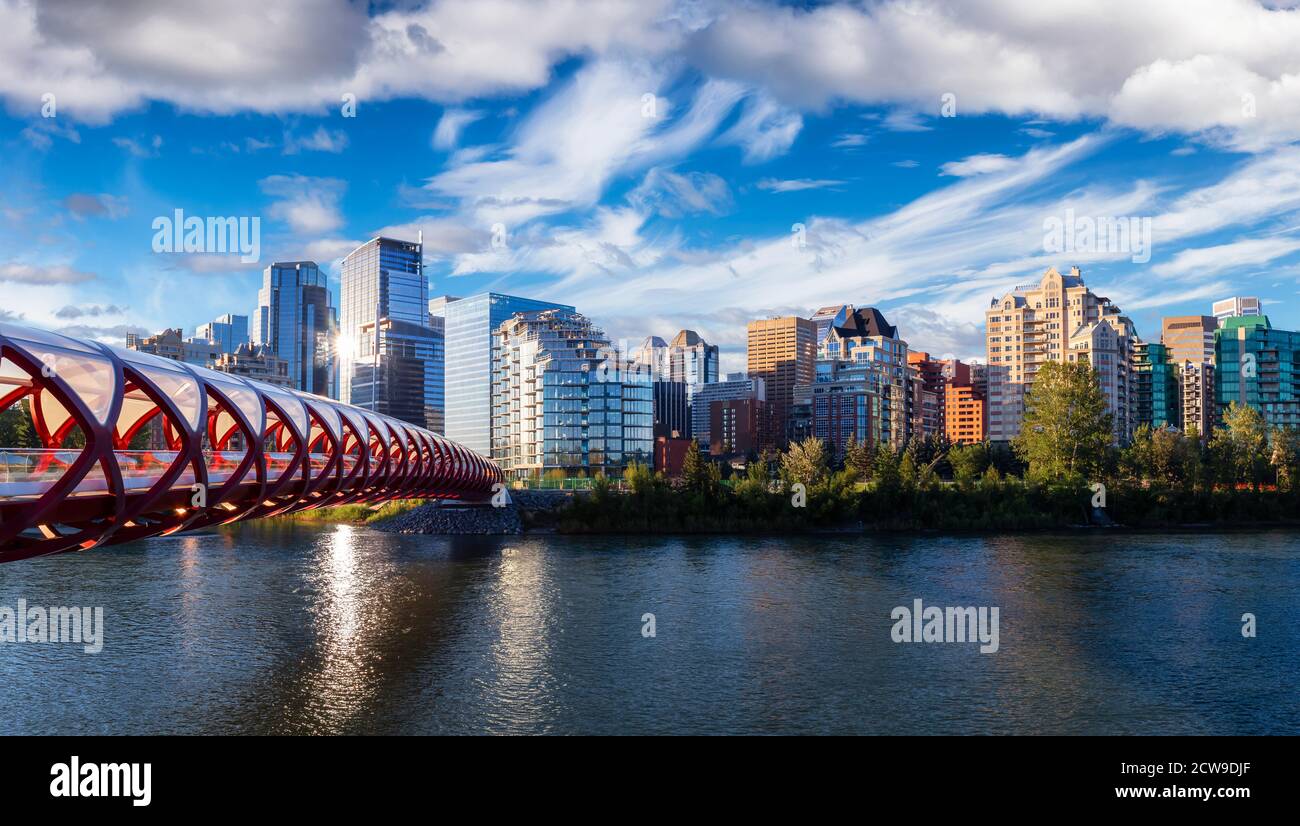 Peace Bridge across Bow River Stock Photo - Alamy