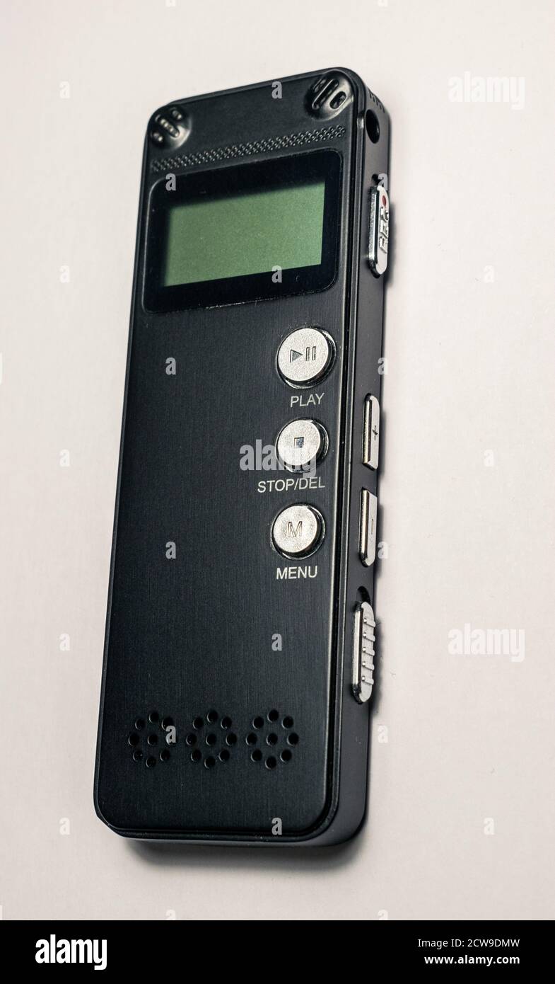 Old dictaphone isolated on a white background Stock Photo - Alamy