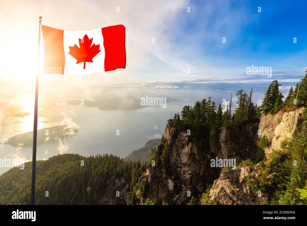 Canadian flag mountain top hi-res stock photography and images - Alamy