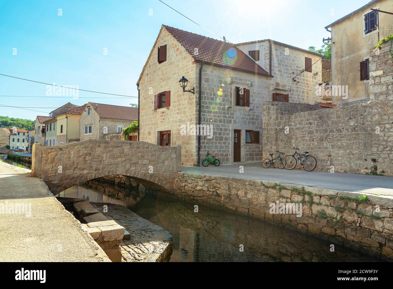Bridge over channel in the village of Vrboska, Hvar island, Croatia ...