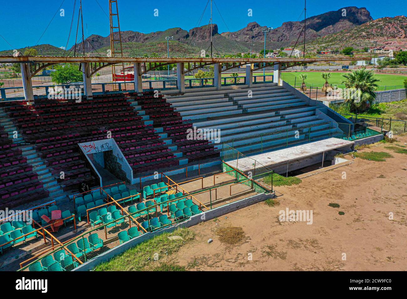 Aerial view of the stands, seats and playing field of the old Abelardo ...