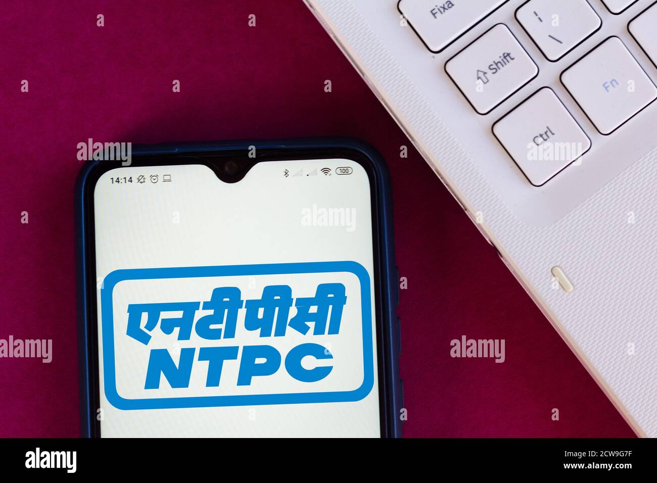 In this photo illustration the NTPC Limited logo seen displayed on a ...
