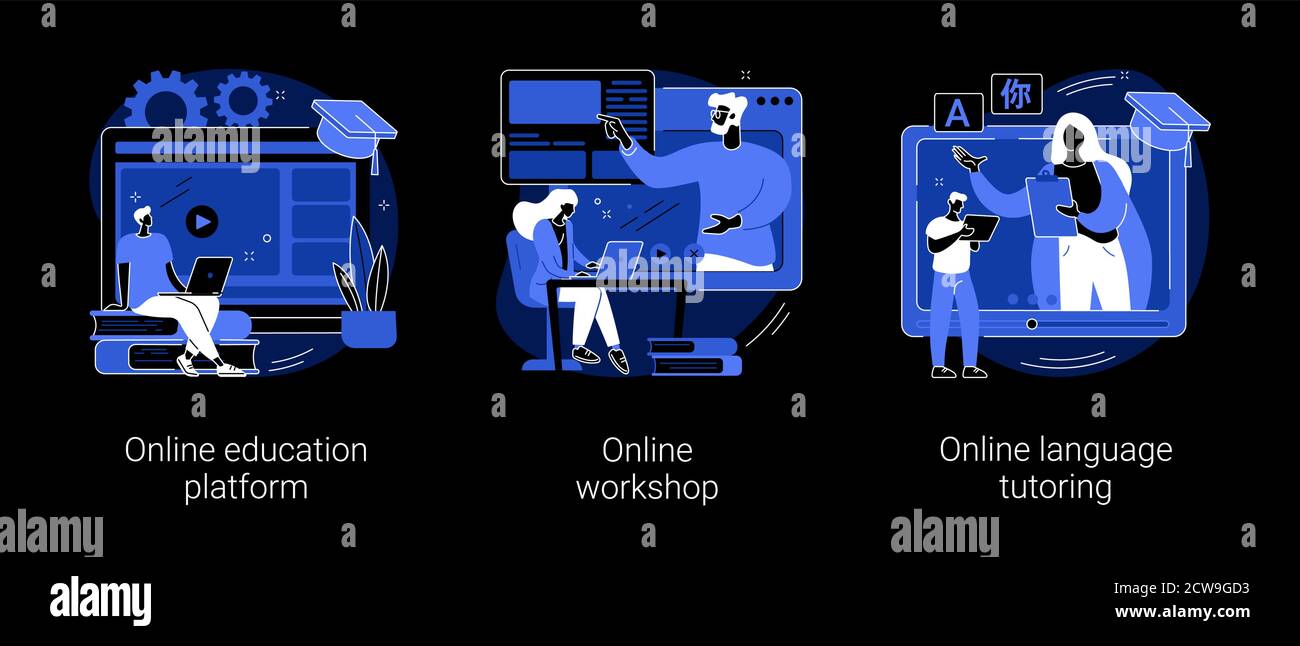 Distance web learning abstract concept vector illustrations Stock ...
