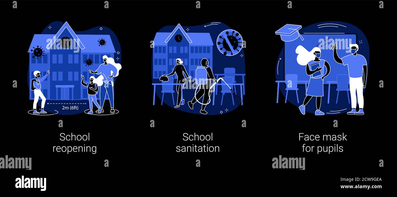 Back to school coronavirus guidelines abstract concept vector ...