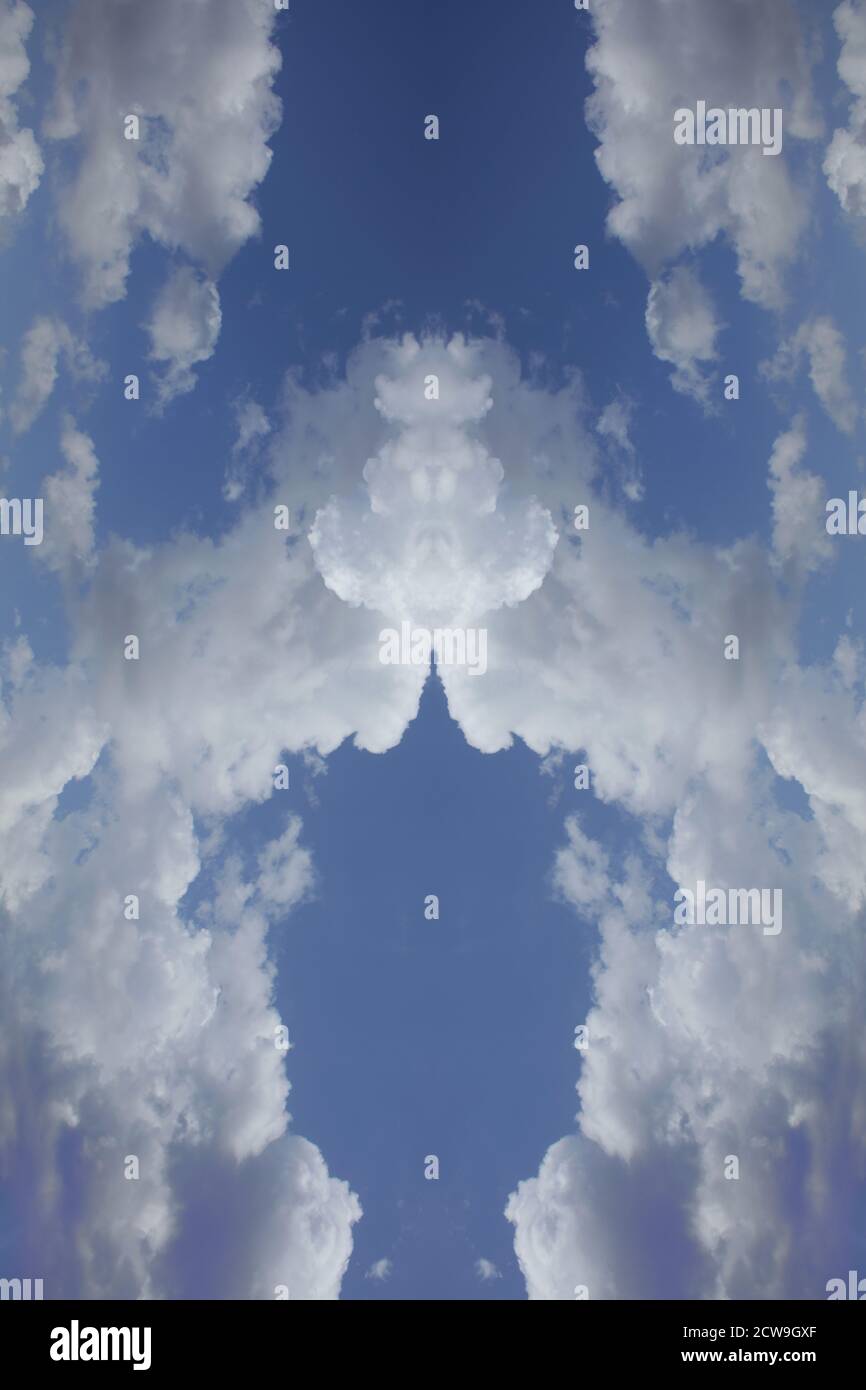 Tripping psychedelic blue sky with clouds background modern high ...