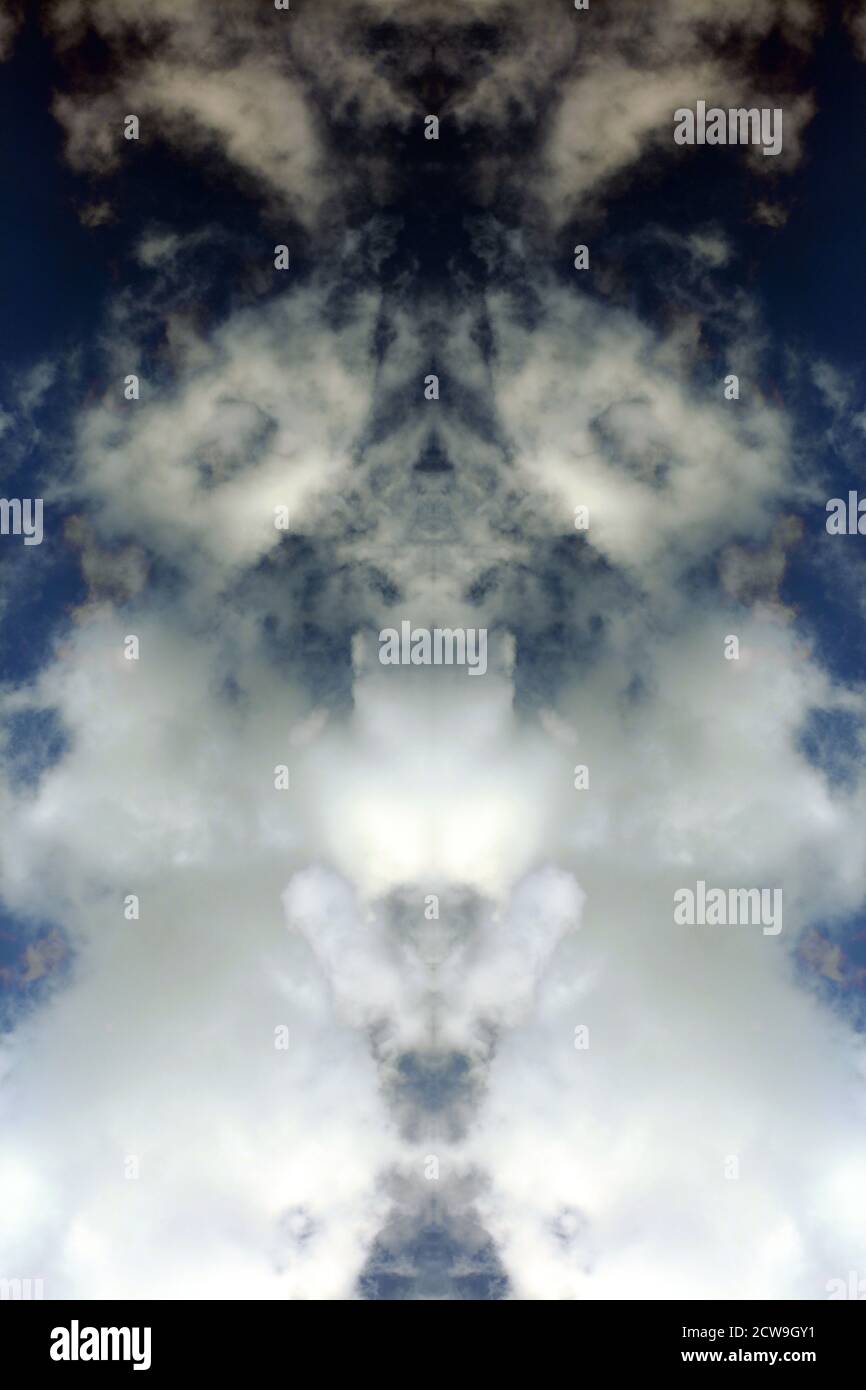 Tripping psychedelic blue sky with clouds background modern high ...