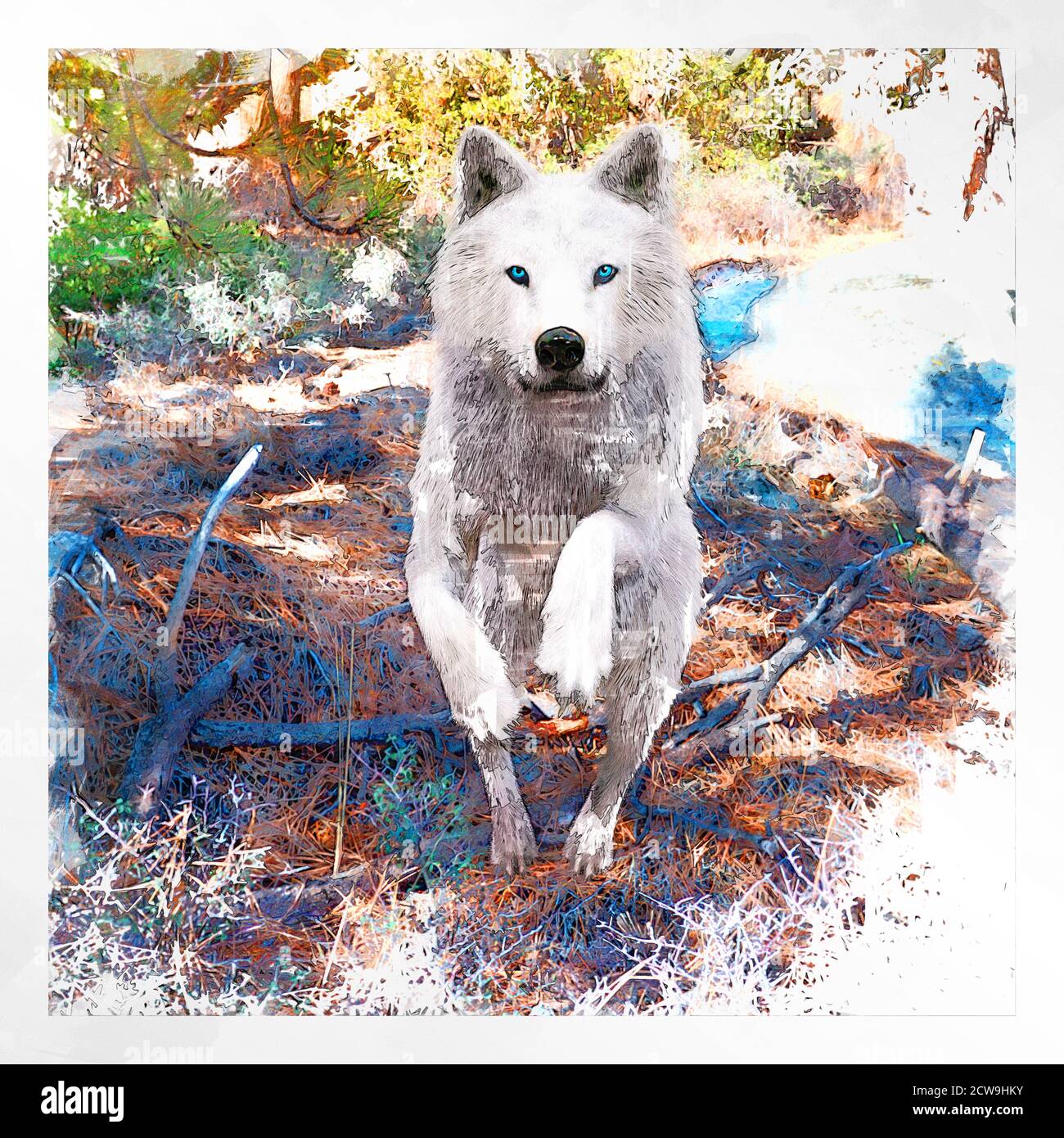 Digital 3D Illustration of a Wolf Stock Photo - Alamy