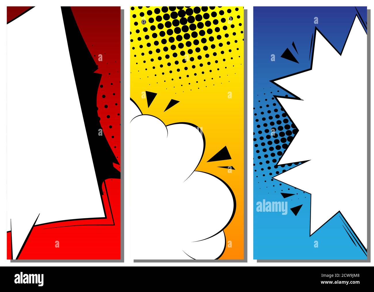 Cartoon design colored standing banners. Comic book illustration ...