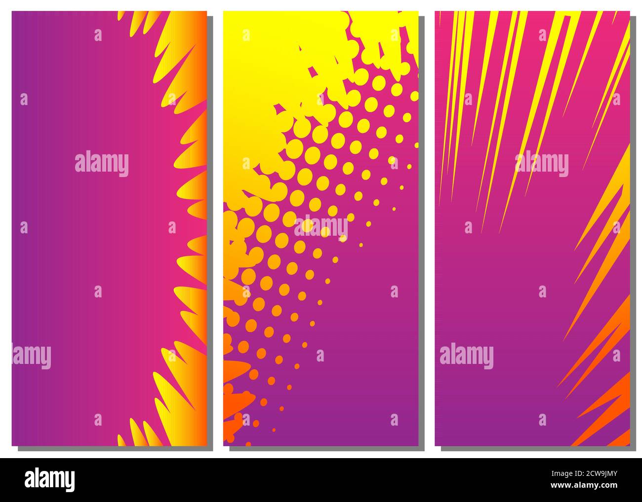 Cartoon design colored standing banners. Comic book illustration ...