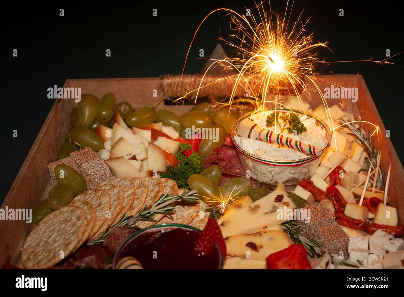 Fireworks traveling to decorate the cheese board with light stars happy ...