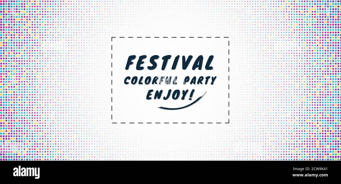 Festival concept halftone circle shape colorful design with frame space ...