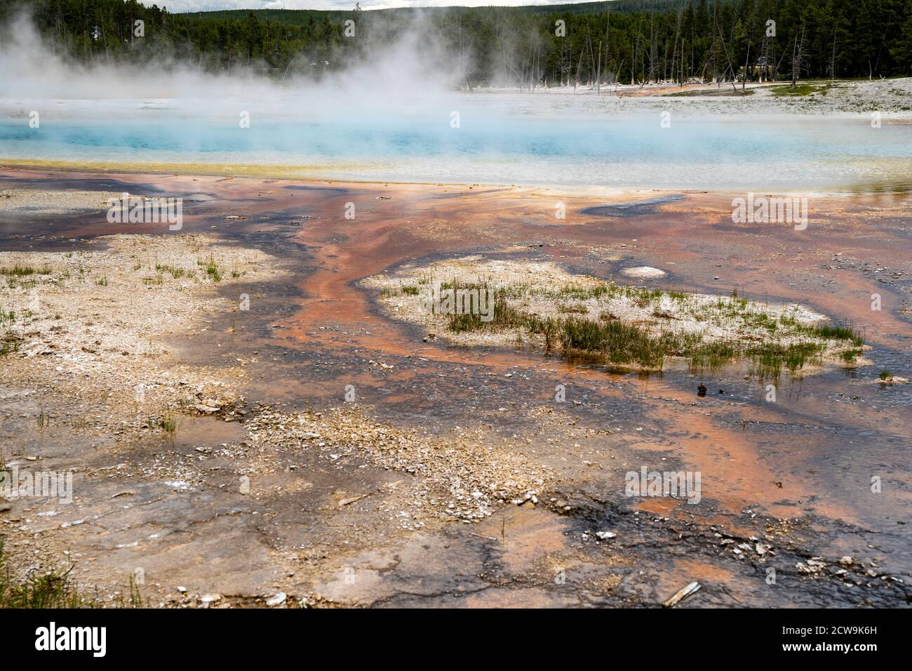 Sunset Lake, a hot spring geyser in Black Sand Basin in Yellowstone ...