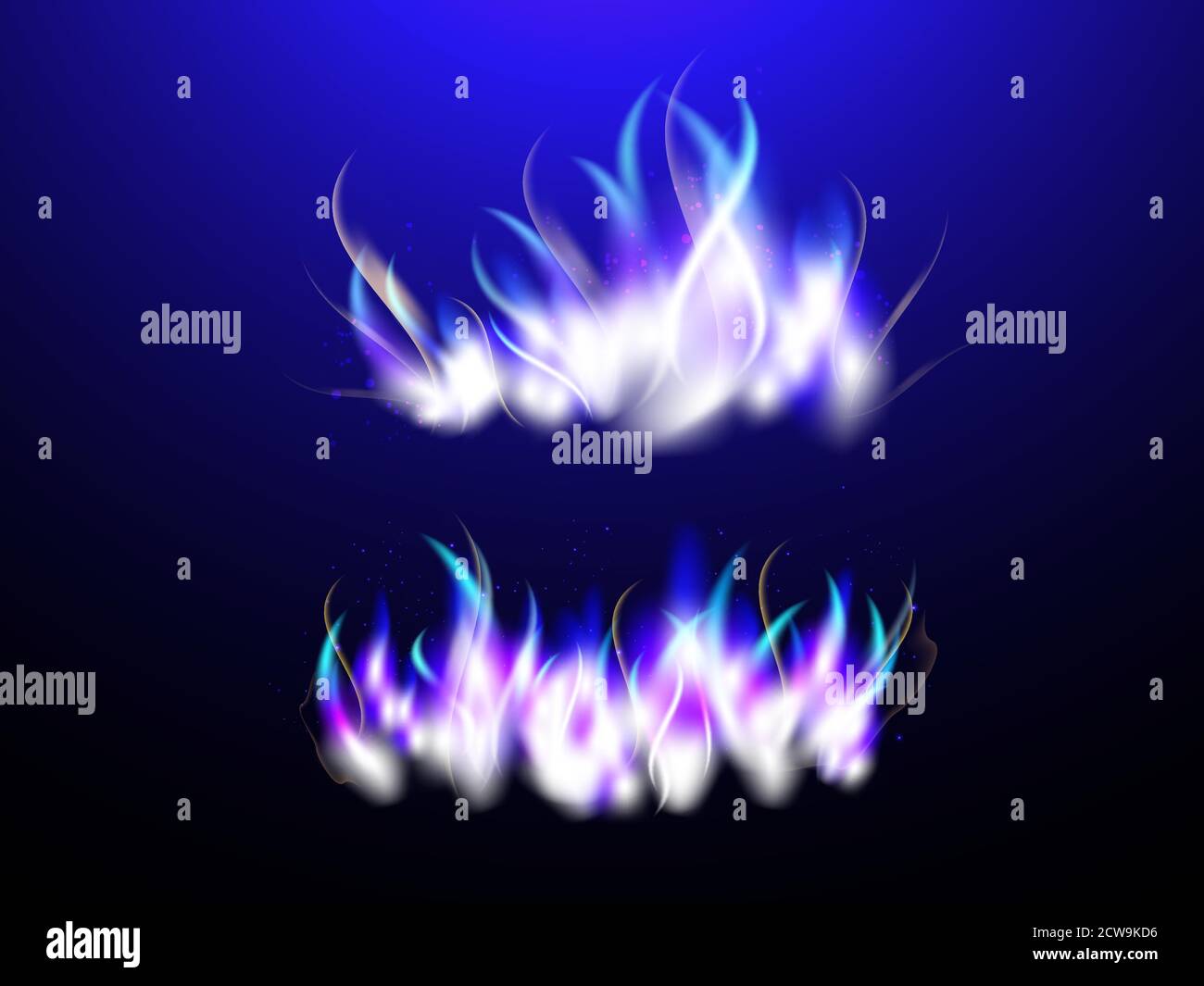 Realistic magic fire with sparks for your design. Vector set. Used mesh ...