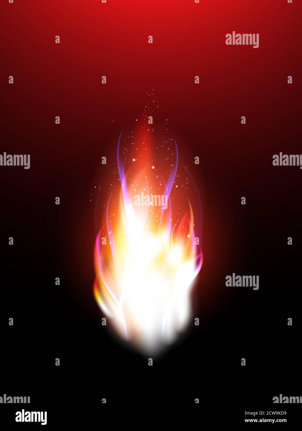 Realistic flames with sparks for your design. Vector illustration. Used ...