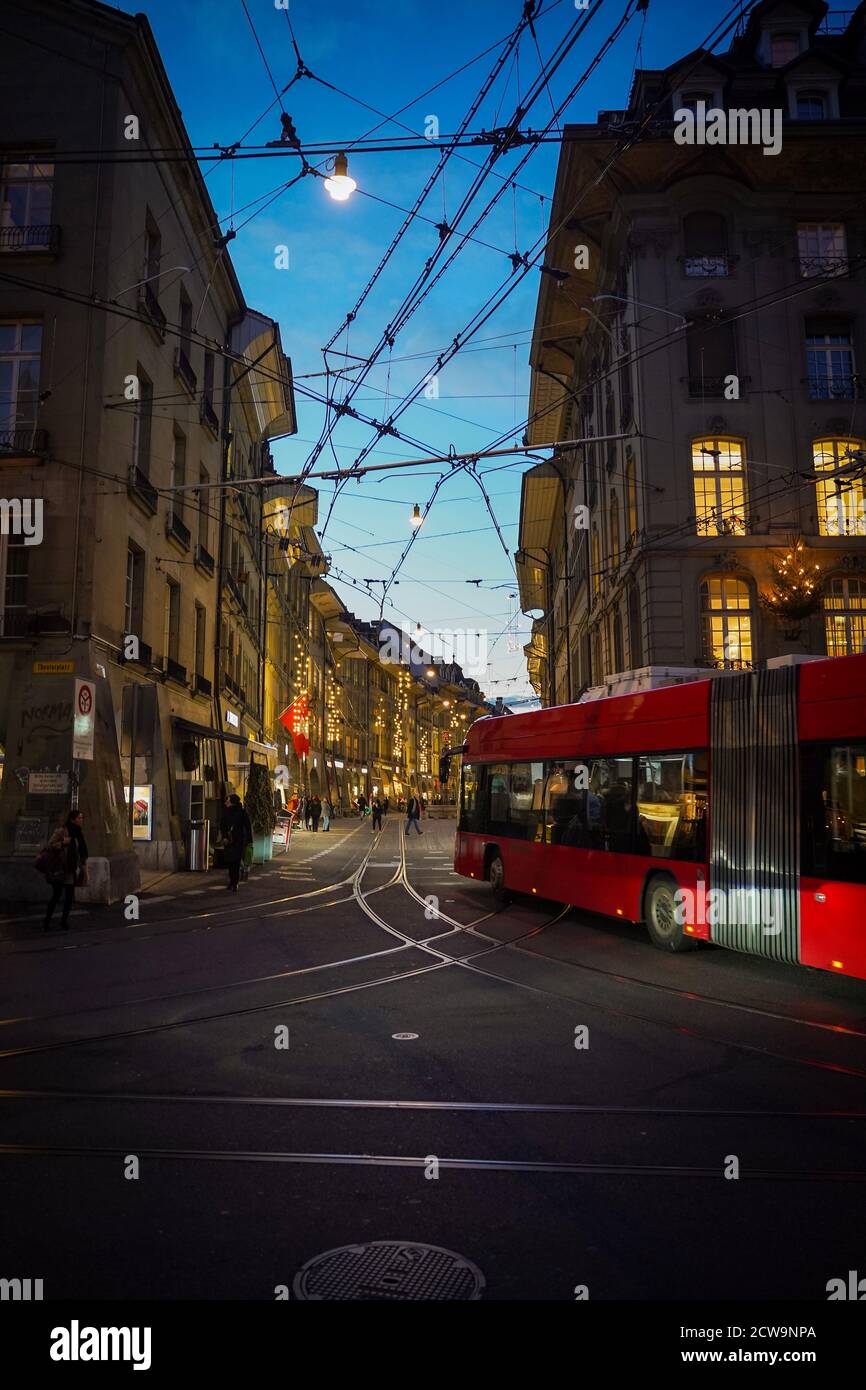 The beautiful old town of Bern at night Stock Photo - Alamy