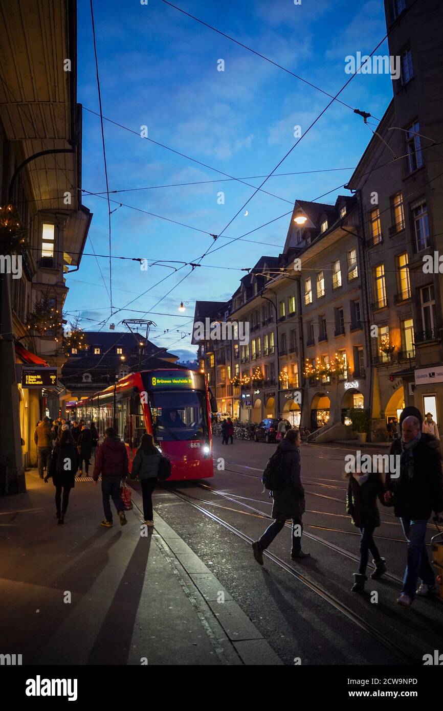 The beautiful old town of Bern at night Stock Photo - Alamy