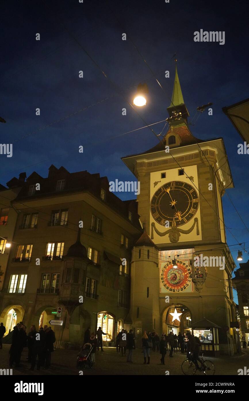 The beautiful old town of Bern at night Stock Photo - Alamy