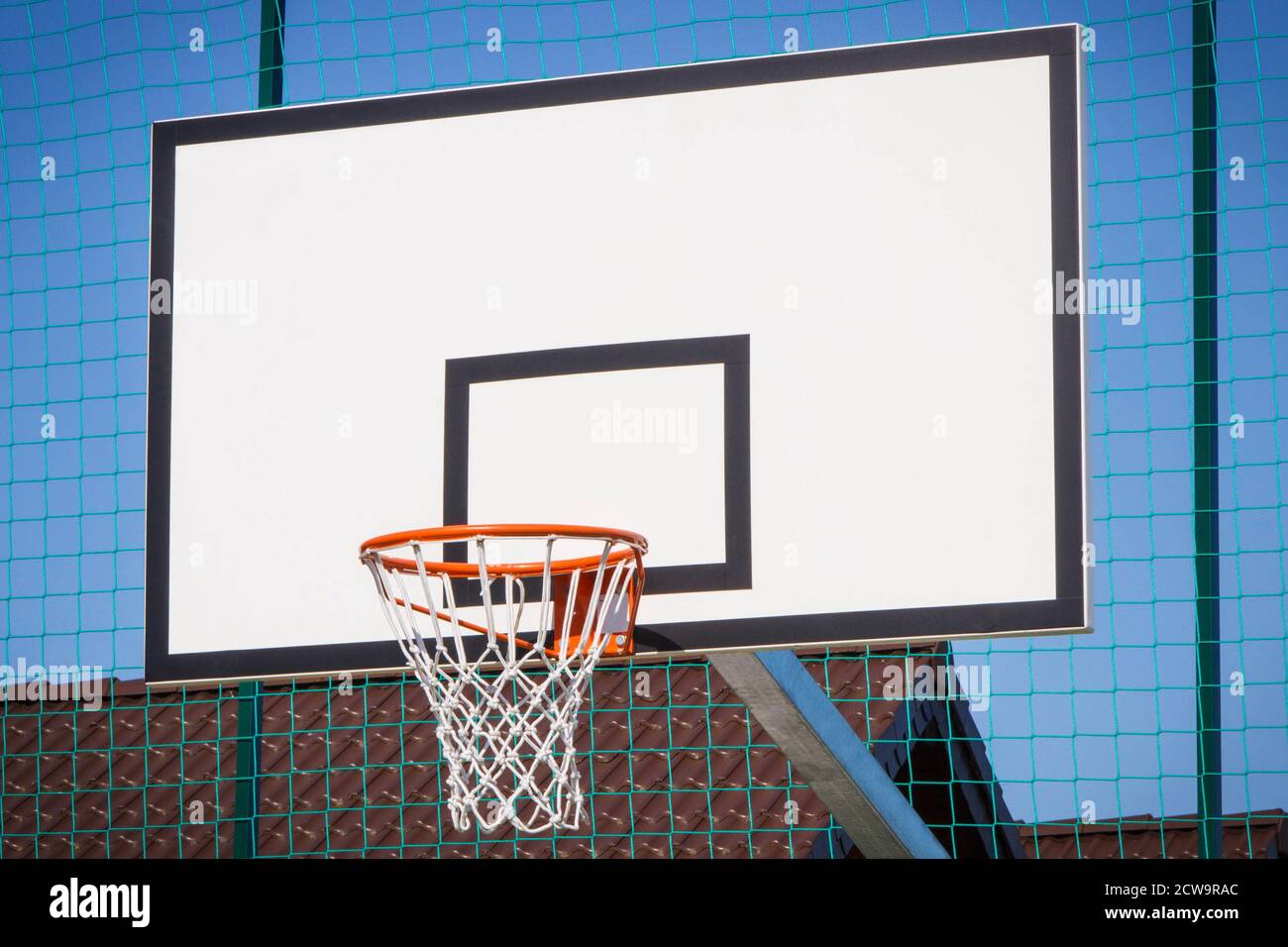 Basketball board with basket hoop on playground. Sport, recreation and ...