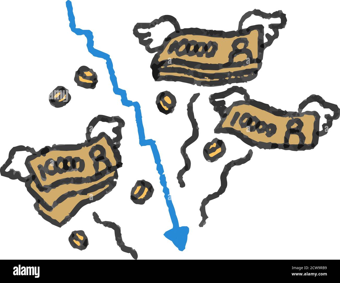 This is a illustration of Illustration showing the stock market crash ...