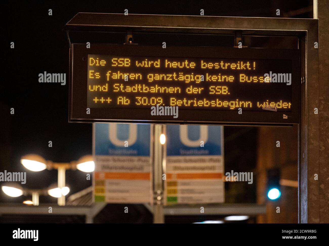 Stuttgart, Germany. 29th Sep, 2020. An advertisement at a light rail ...