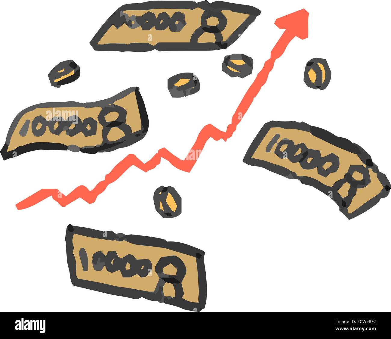 This is a illustration of Illustration showing a stock price surge set ...
