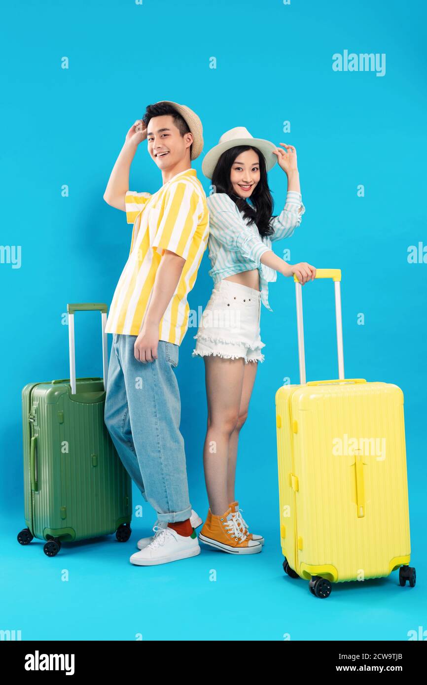 Back side blue suitcase hi-res stock photography and images - Alamy