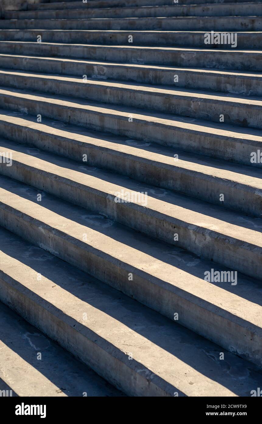 Abstract geometric composition of concrete. Gray stair steps in ...