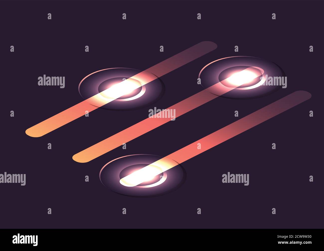 Set of isometric glowing sliders. Vector infographic elements for web ...