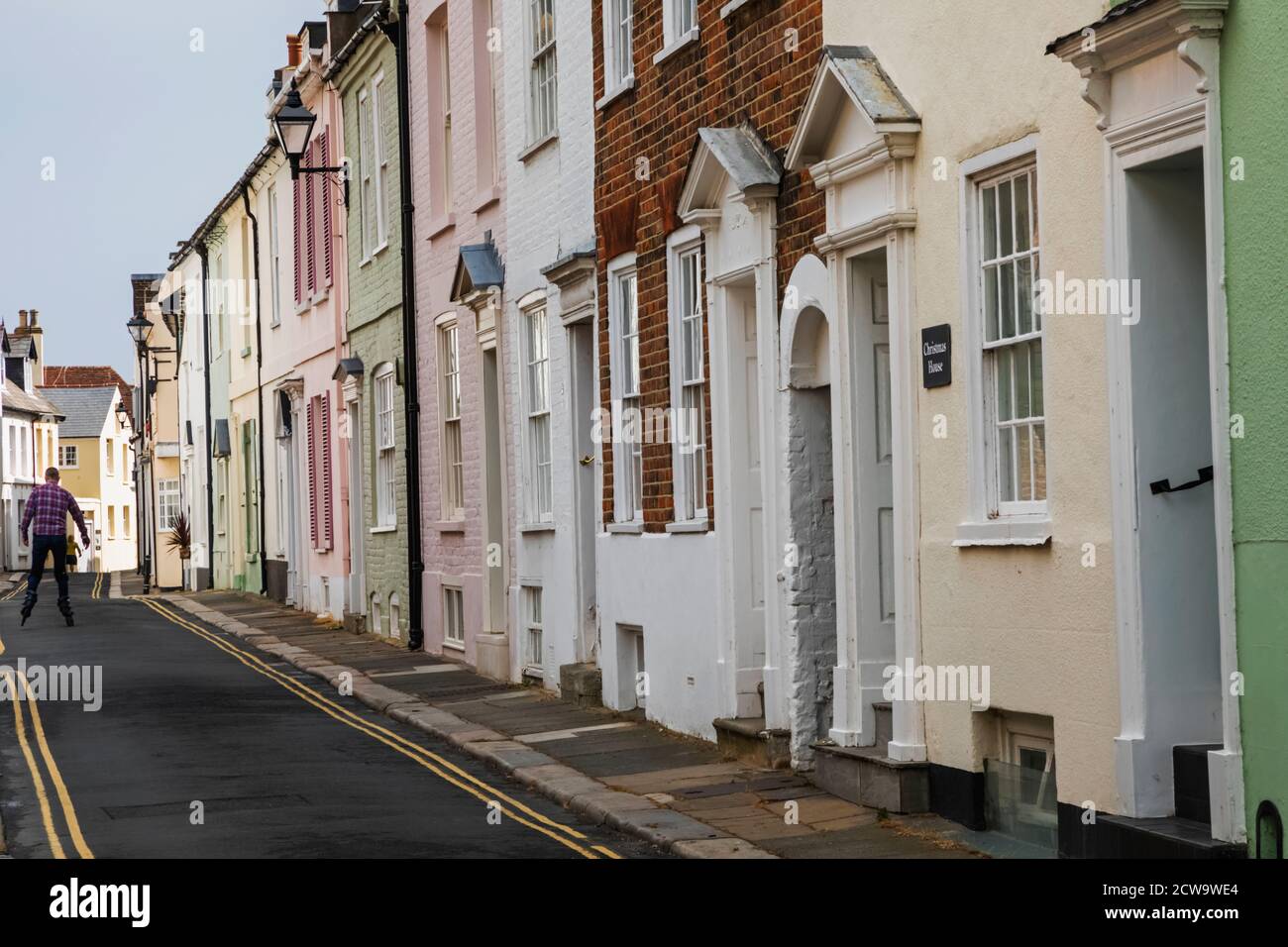 England, Kent, Deal, Residential Street Scene with Colourful Housing ...