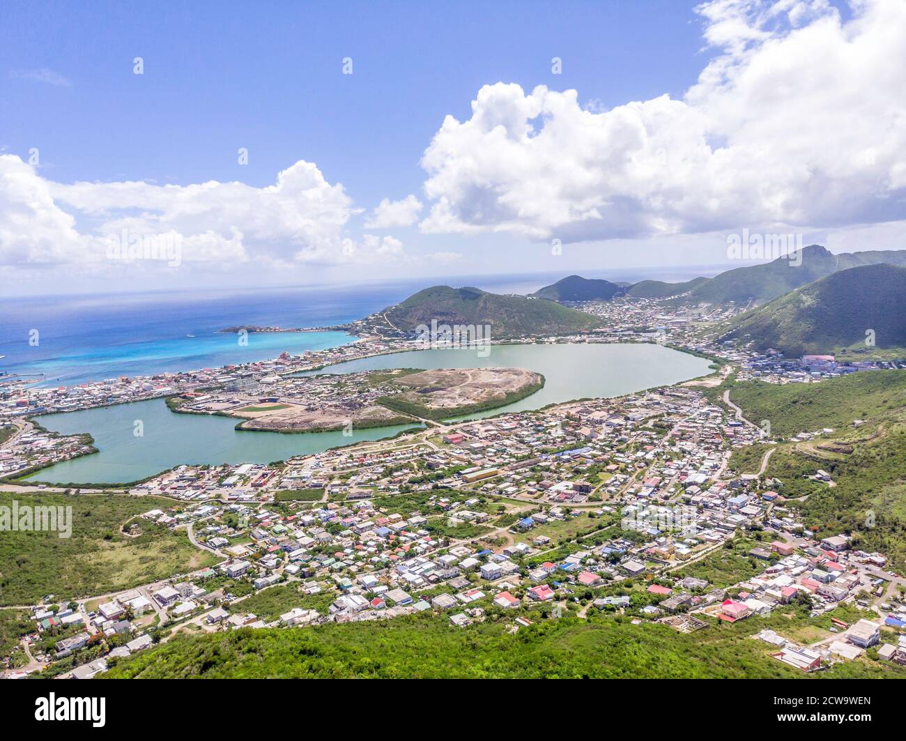 The caribbean island of St.maarten / st.martin cityscape. Philipsburg ...