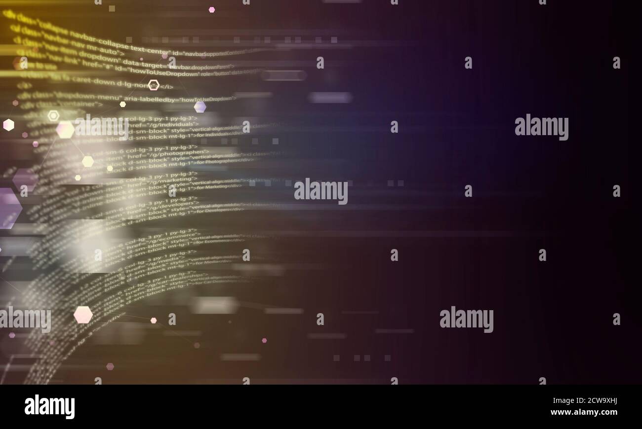 Glowing digital code on a dark background Stock Photo - Alamy