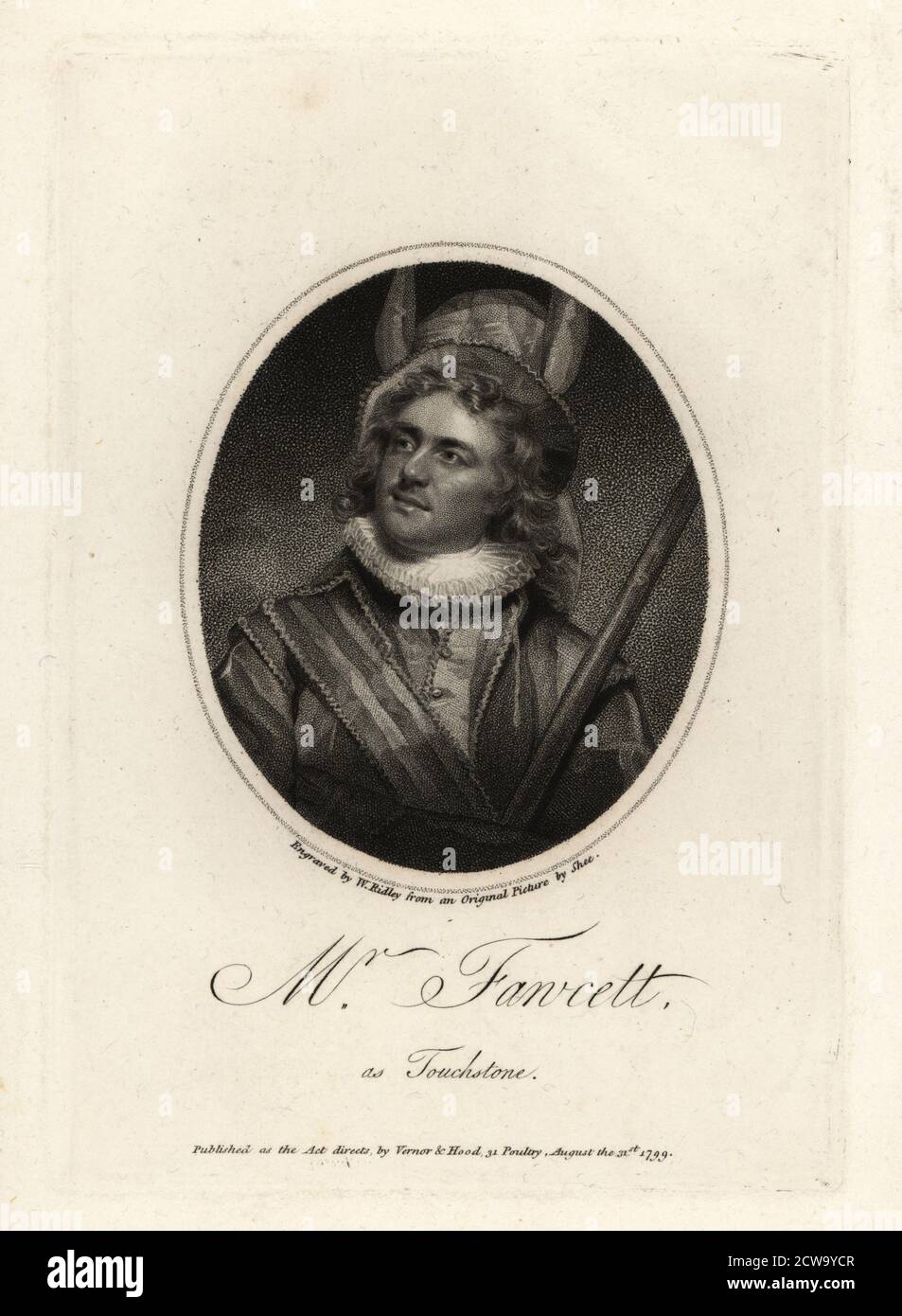 Mr John Fawcett (1768-1837)., in costume as the jester Touchstone in ...