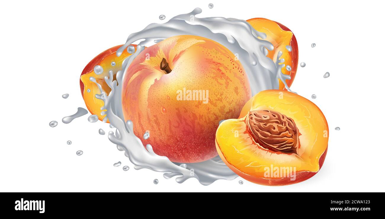 Peach splash milk Stock Vector Images - Alamy
