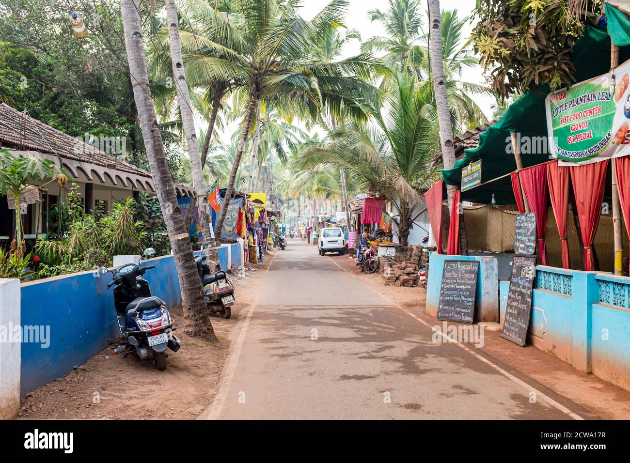 Tourist shops on Agonda Beach Road in Agonda in Goa, India Stock Photo ...