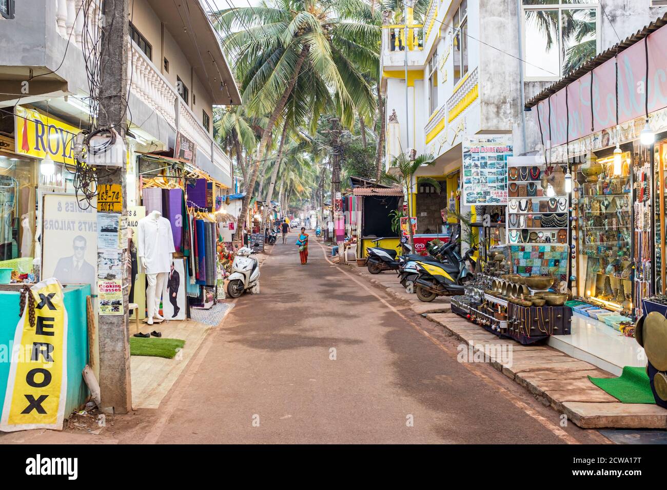 Tourist shops on Agonda Beach Road in Agonda in Goa, India Stock Photo ...
