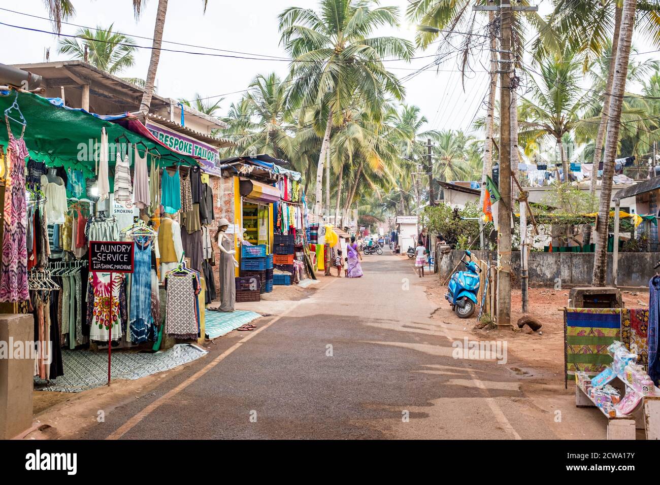 Tourist shops on Agonda Beach Road in Agonda in Goa, India Stock Photo ...