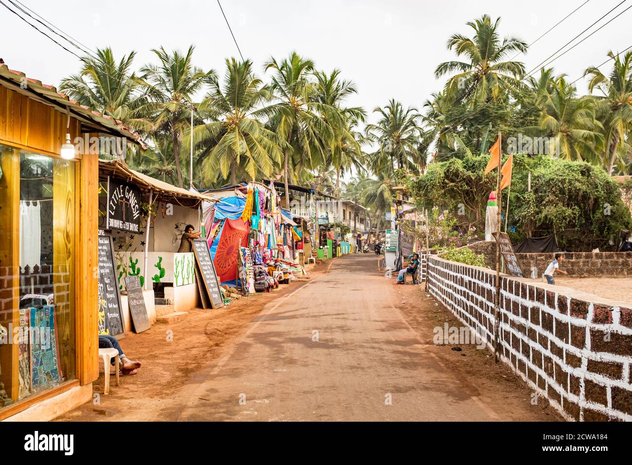 Tourist shops on Agonda Beach Road in Agonda in Goa, India Stock Photo ...