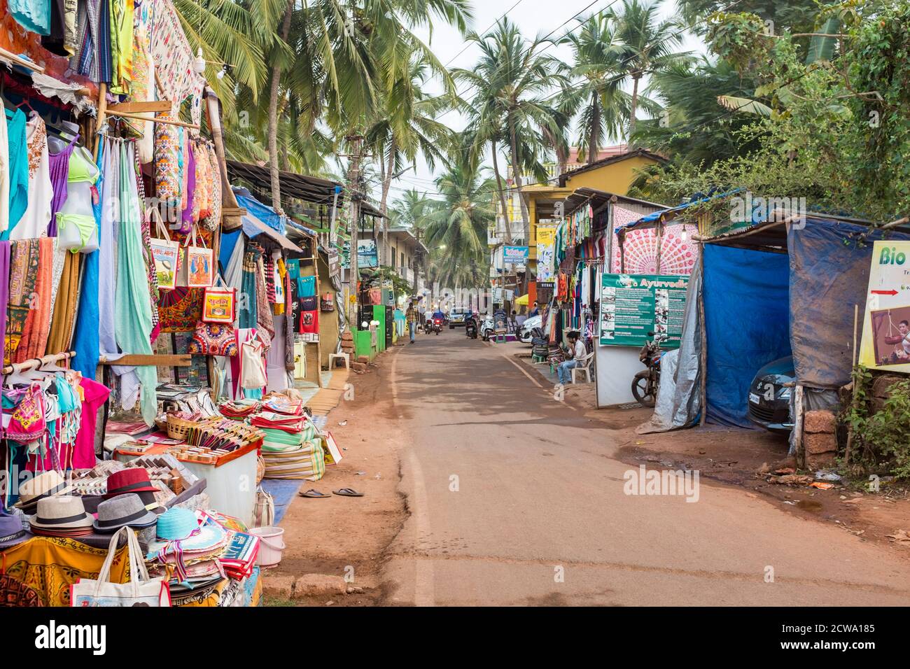 Tourist shops on Agonda Beach Road in Agonda in Goa, India Stock Photo ...
